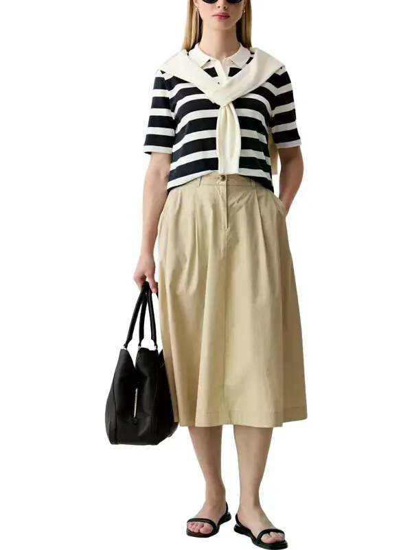Gant Pleated A-line Midi Skirt - Neutrals