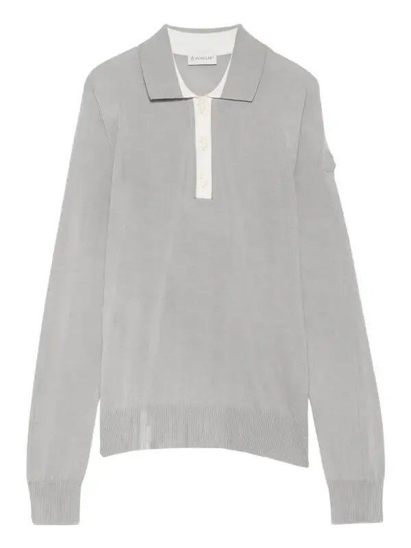 Moncler Long-sleeve Polo Top - Grey