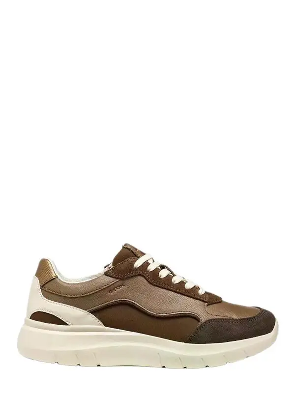 Geox Panelled Leather Sneakers - Brown