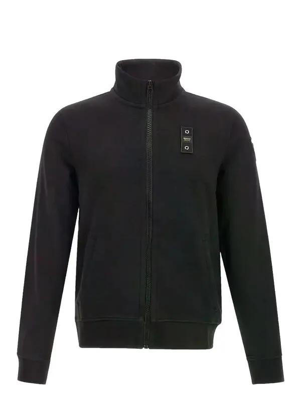 BLAUER. Logo-patch Zip-up Sweater - Black