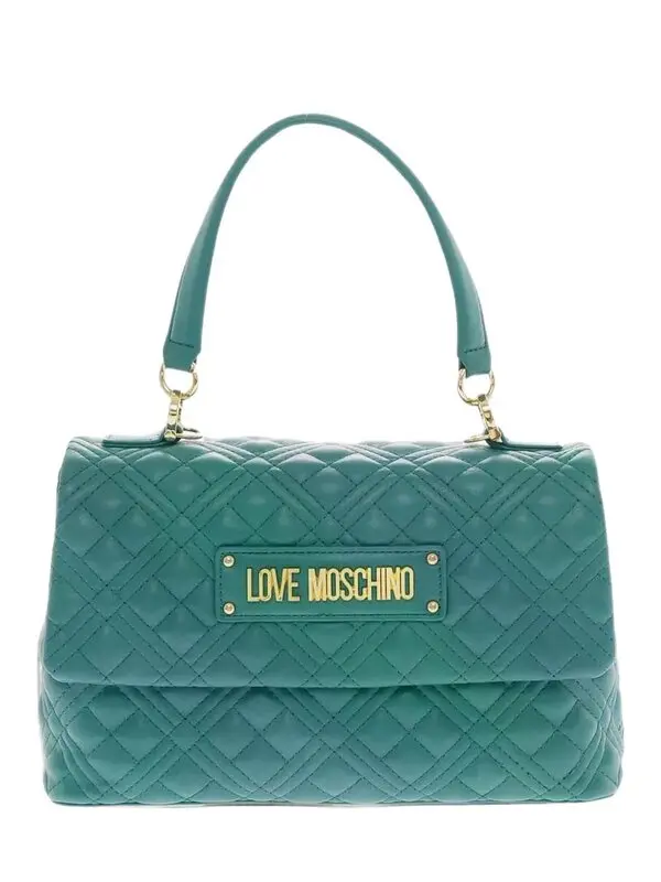 Moschino Quilted Logo-plaque Small Bag - Green