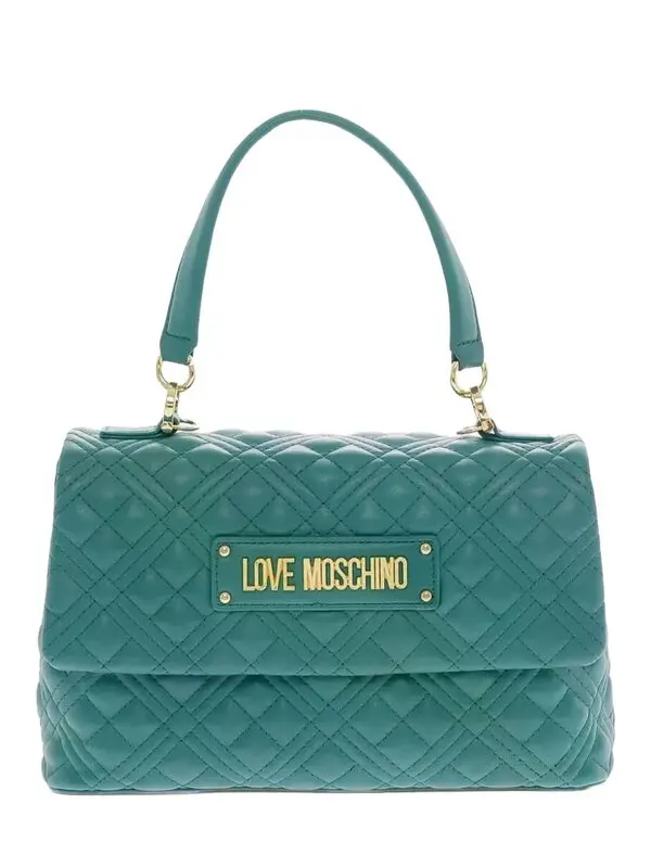Moschino Quilted Logo-plaque Small Bag - Green