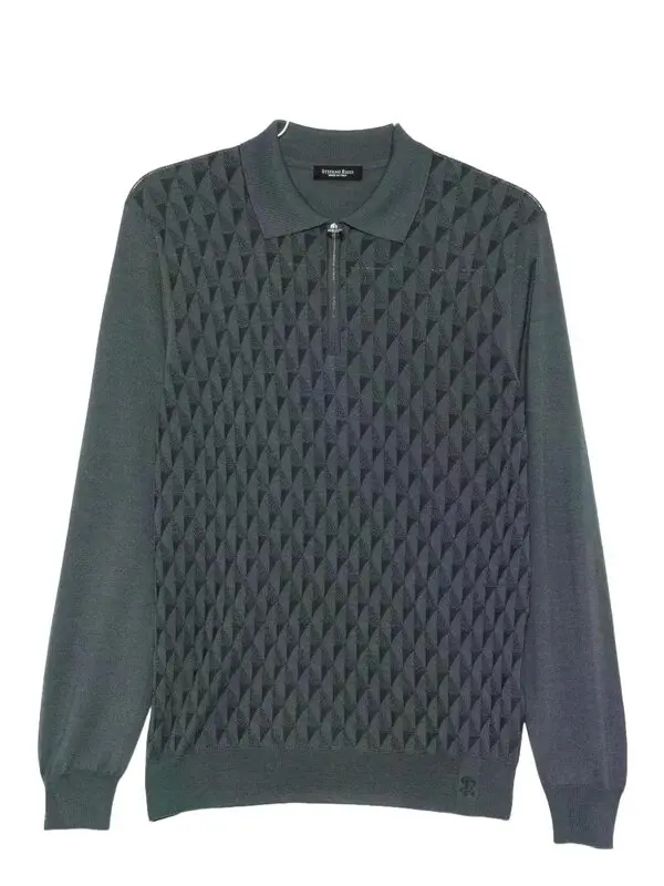 Stefano Ricci Geometric-pattern Zip-fastening Polo Shirt - Blue