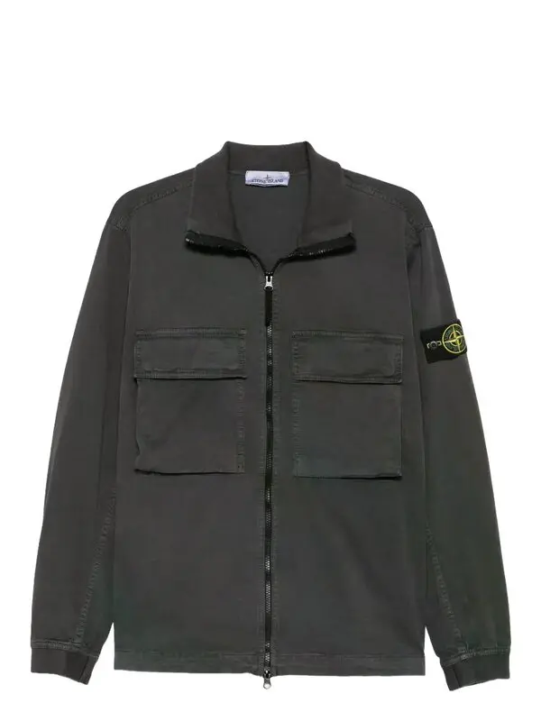 Stone Island Logo-patch Zip-up Shirt Jacket - Grey