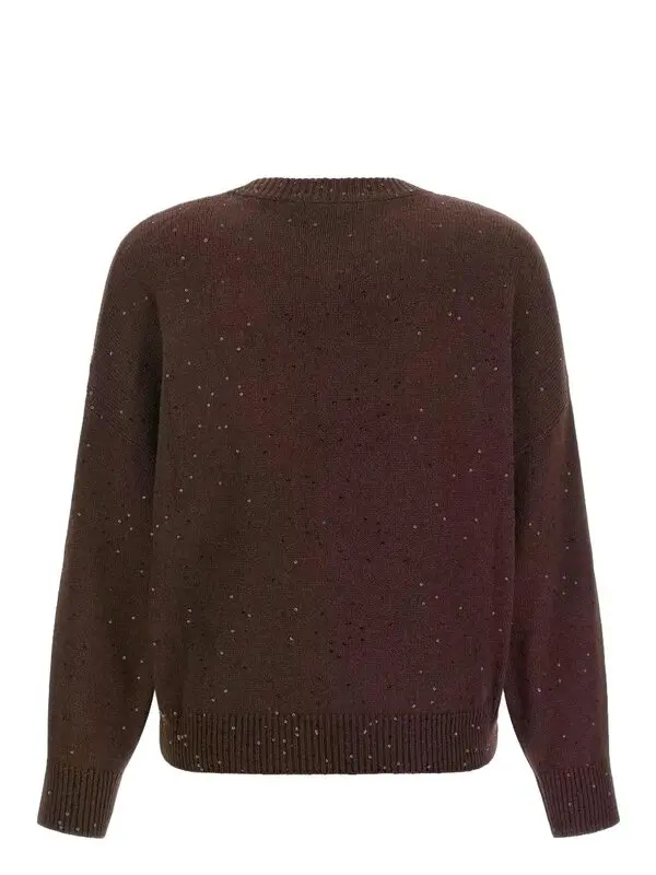 Brunello Cucinelli Diamante Sequin-embellished Sweater - Brown