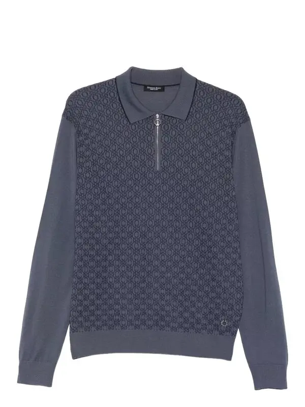 Stefano Ricci Geometric-pattern Zip-fastening Polo Shirt - Blue