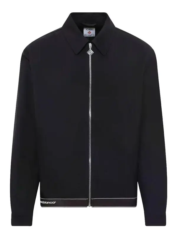 Casablanca Logo-embroidered Zip-up Jacket - Black