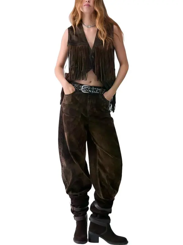 Liu Jo Balloon Velvet Trousers - Brown