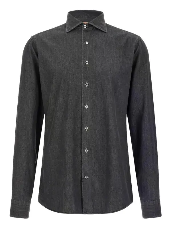 BORRIELLO NAPOLI Cotton Denim Shirt - Grey