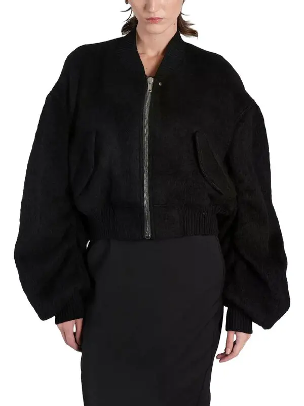 Rick Owens Cropped Oversized Bomber Jacket - Black