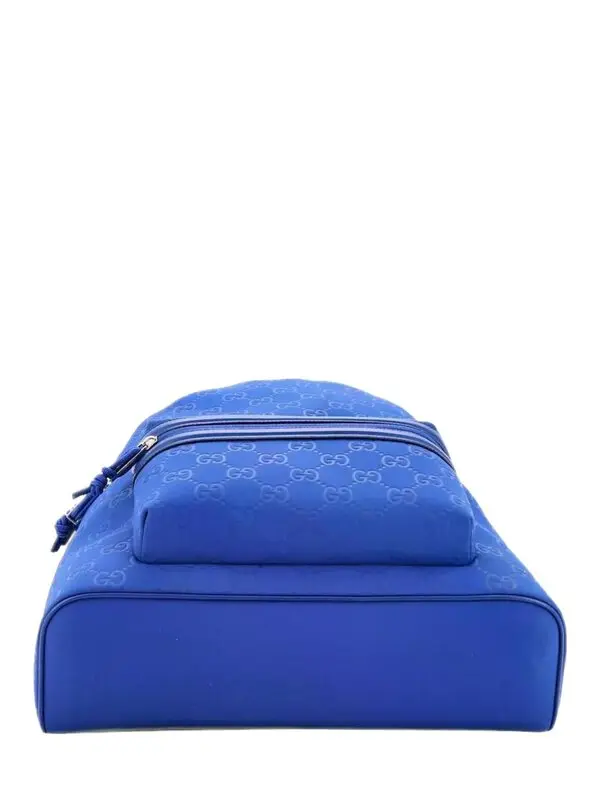 Gucci Edge Gg Embossed Leather Medium Backpack - Blue