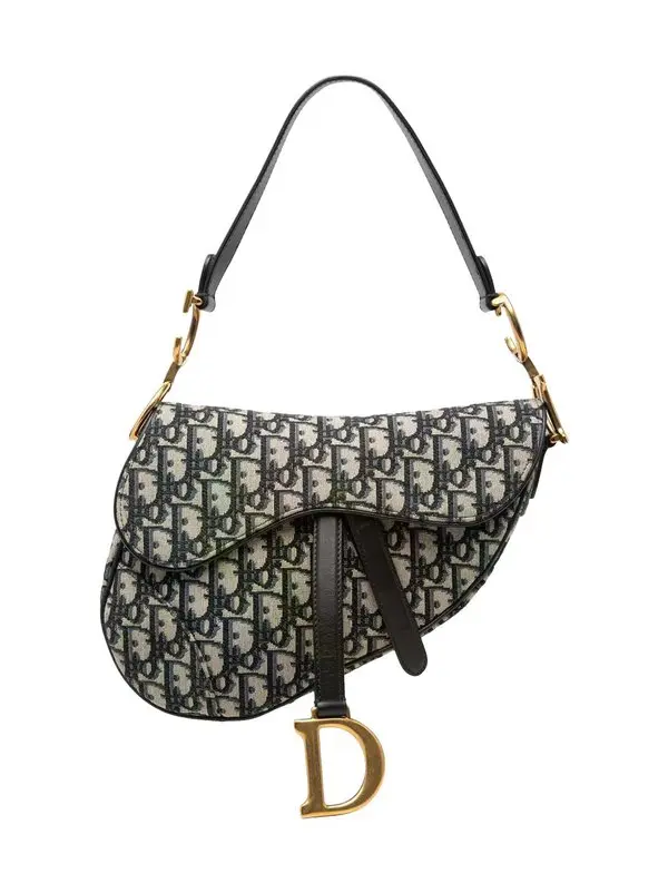 Dior 2018 Oblique Canvas Saddle Bag Shoulder Bag - Blue