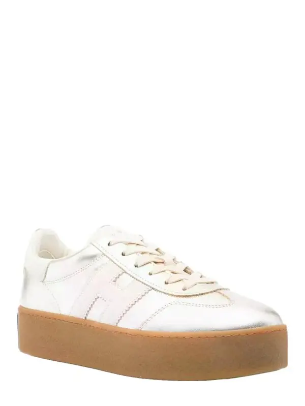 Hogan H698 Metallic-effect Sneakers - Silver