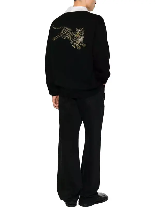 Kenzo Beaded Tiger-motif Cardigan - Black