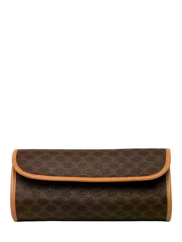 Celine 20th Century Macadam Coated Canvas Clutch Bag - Brown