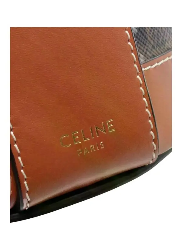 Celine 2000-2026 Small Triomphe Coated Canvas Tambour Crossbody Bag - Brown