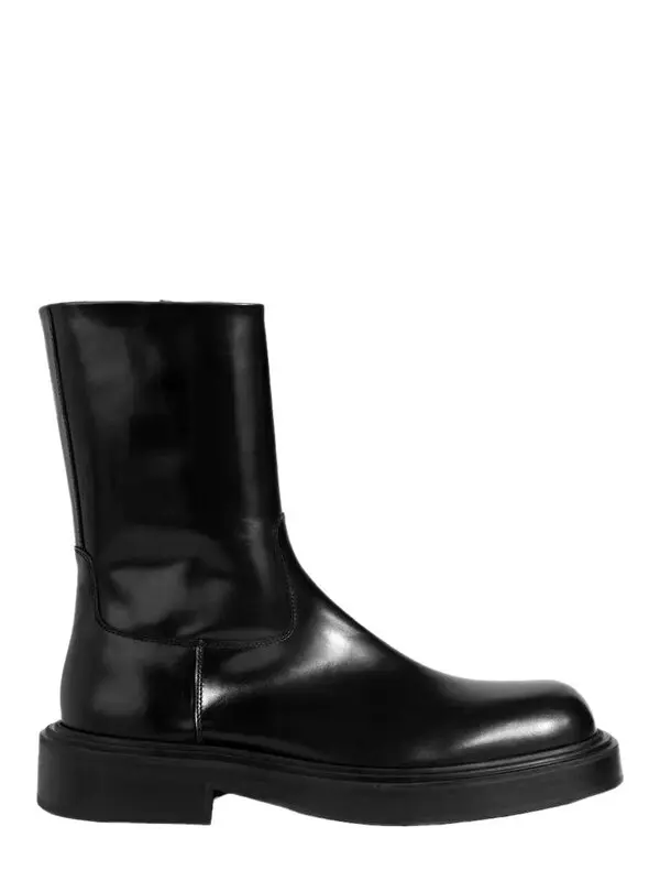 FERRAGAMO Leather Block-heel Boots - Black