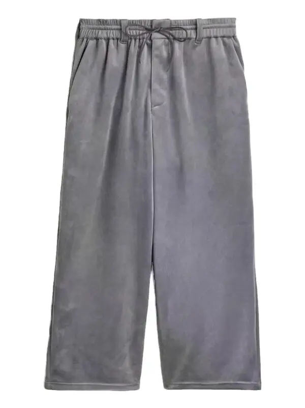 Y3 Velvet-effect Drawstring Trousers - Grey