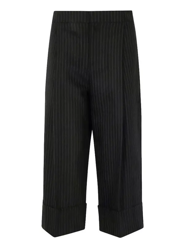 Elisabetta Franchi Pinstripe-pattern Cuffed Trousers - Black
