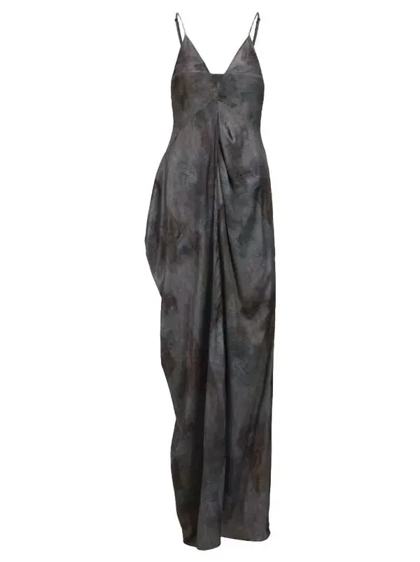 ELYWOOD Ombré Draped Asymmetrical Maxi Dress - Grey
