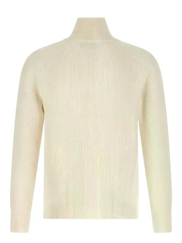 RIVIERA Ribbed-knit Asymmetric-zip Sweater - Neutrals