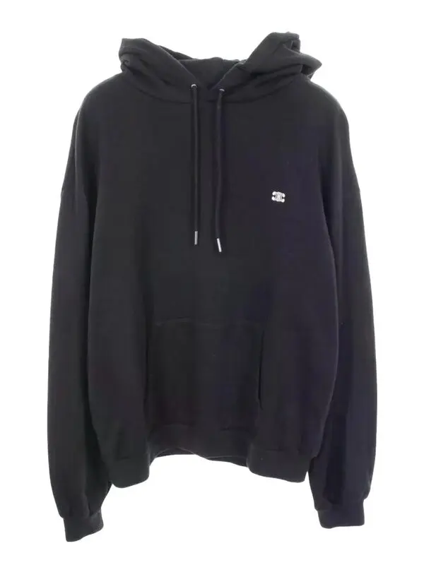 Celine Triomphe Embroidery Loose Hoodie - Black