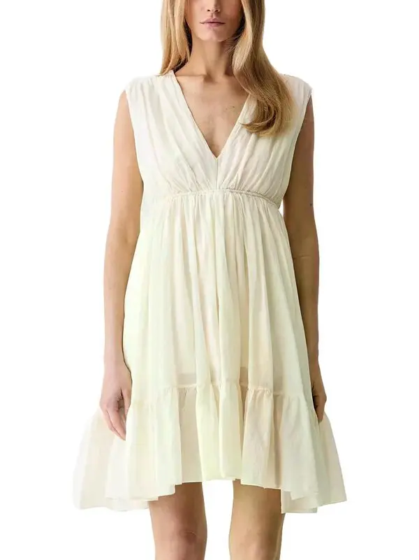 VICOLO Braided-detail Tiered Mini Dress - Neutrals