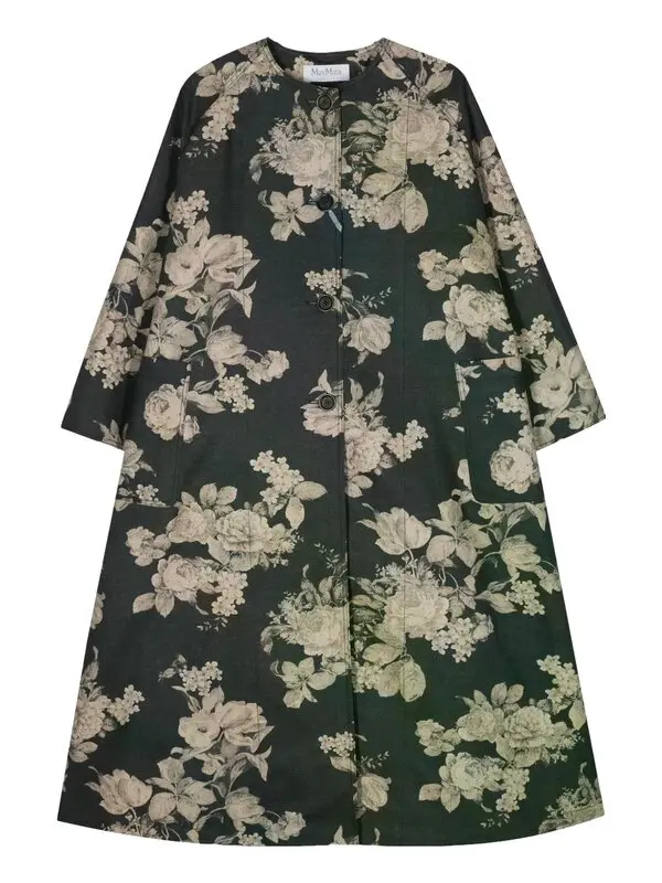 Max Mara Lambert Floral-print Coat - Black