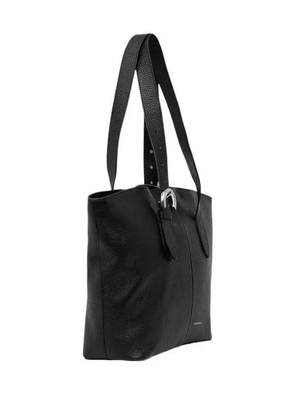 COCCINELLE Buckle-detail Pebbled-leather Tote Bag - Black