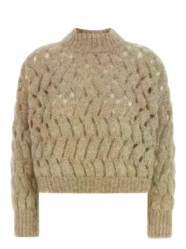 Brunello Cucinelli Dazzling Waves Openwork Sweater - Neutrals