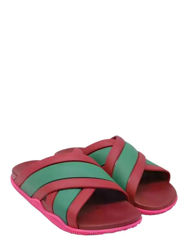 Gucci Web Criss-cross Slide Sandals - Red