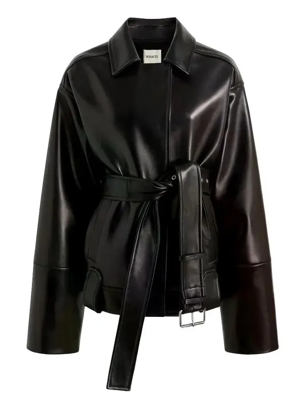 Khaite Alder Belted Leather Jacket - Black