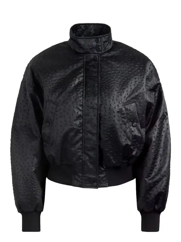 Elisabetta Franchi Ostrich-effect Bomber Jacket - Black