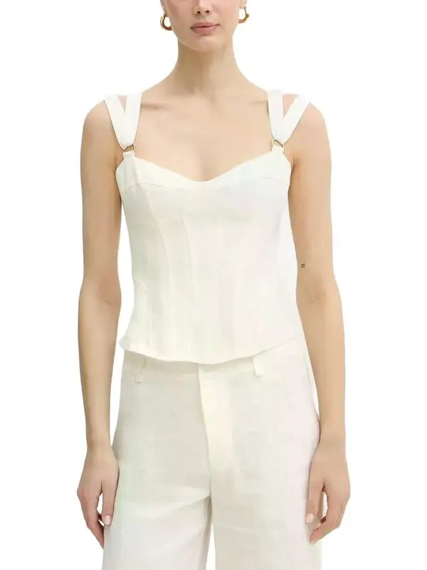 Bardot Serafina Corset-style Buckled-strap Top - White