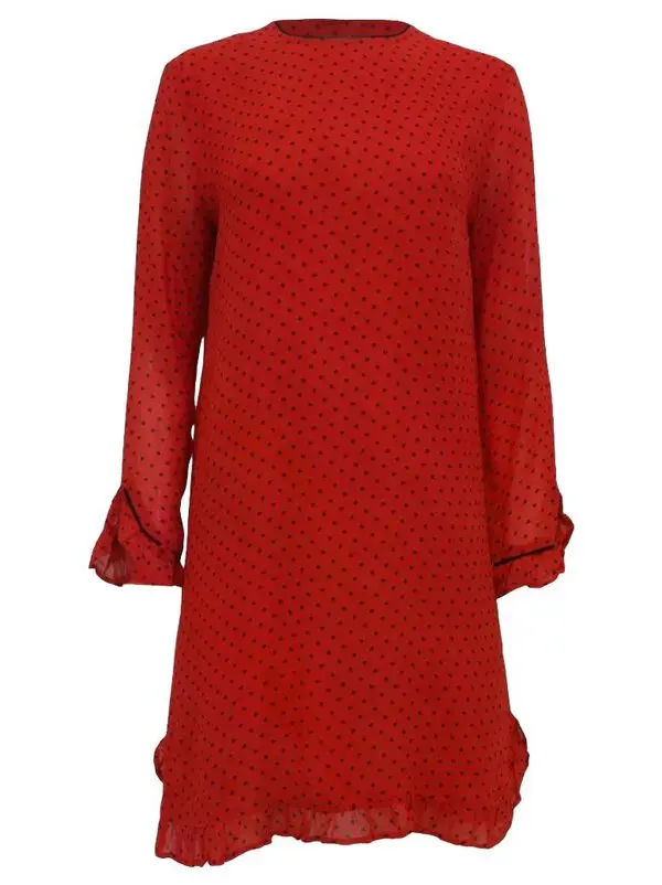 GANNI Polka Dot-print Ruffled Dress - Red