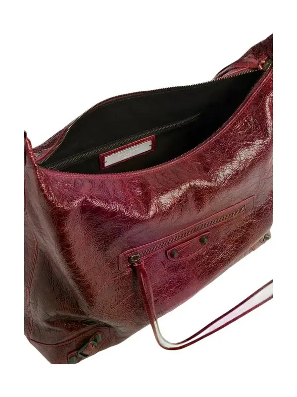 Balenciaga Le City Crinkled-leather Shoulder Bag - Red