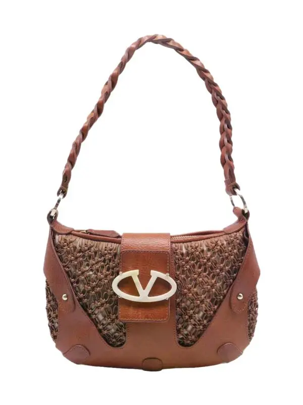 Valentino Garavani 2010-2020s Vlogo Crochet Shoulder Bag - Brown