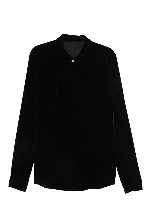 Rick Owens Velvet Webbing-detail Shirt - Black