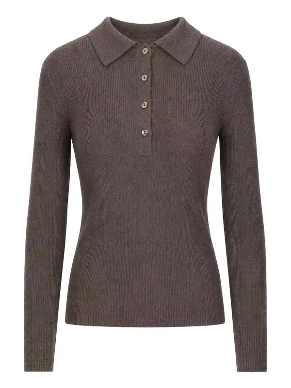 P.a.r.o.s.h Ribbed-knit Polo Top - Brown