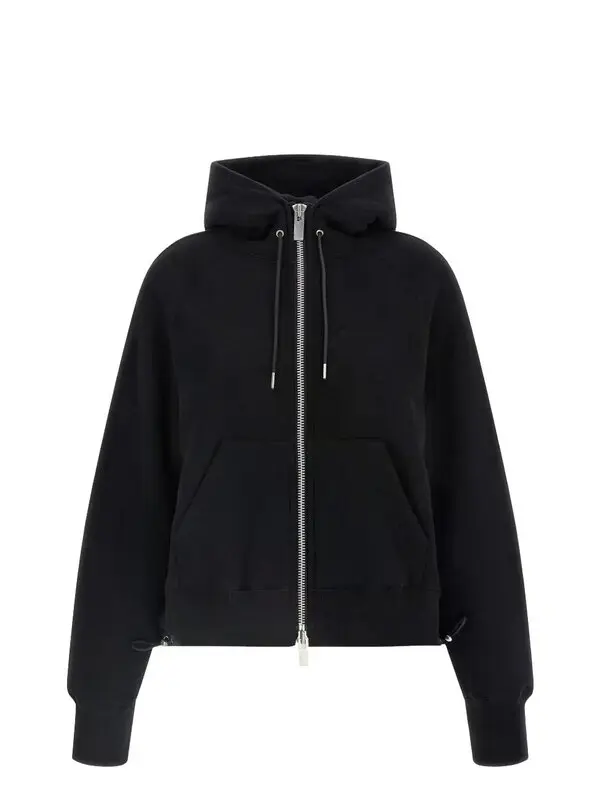 Sacai Zip-up Drawstring Hoodie - Black