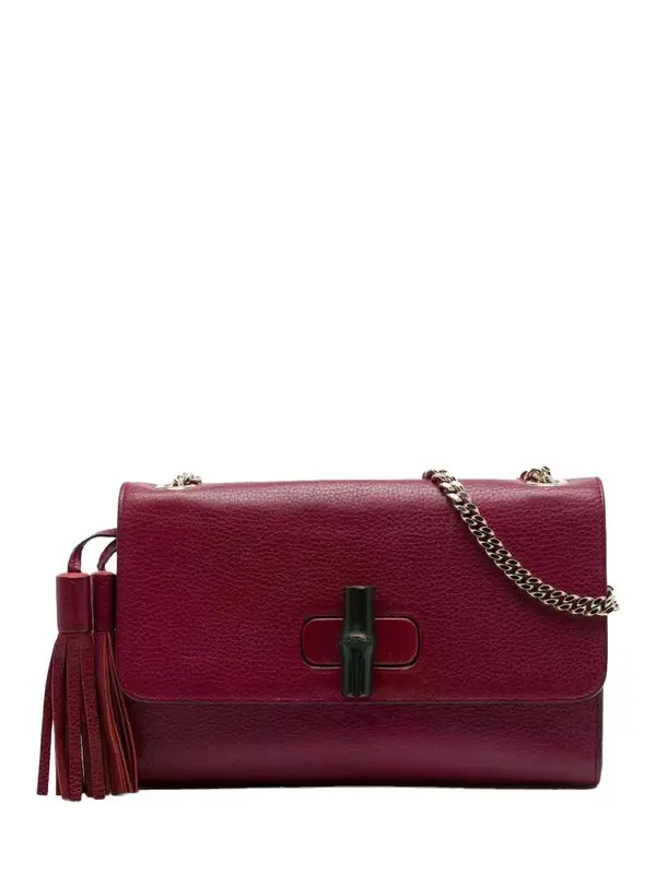 Gucci 2016-2026 Medium Leather Miss Bamboo Crossbody Bag - Red