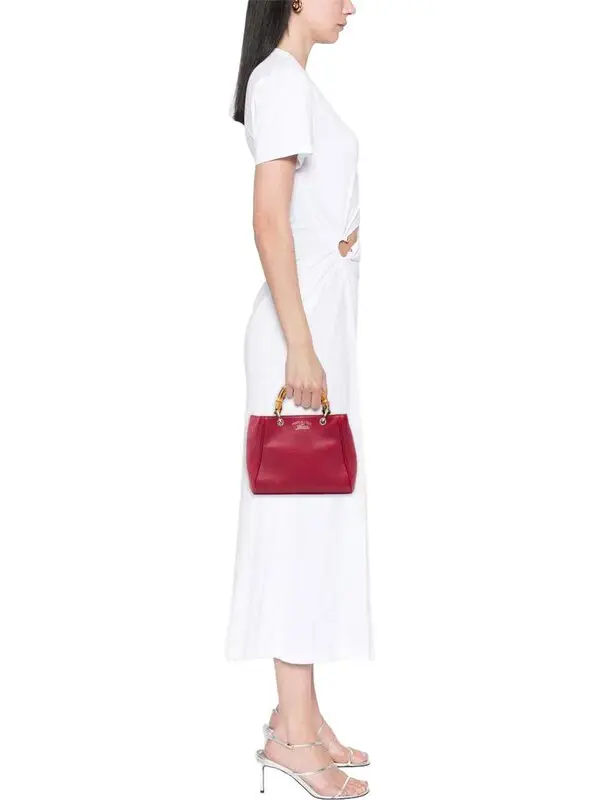 Gucci 2016-2026 Mini Calfskin Bamboo Shopper Satchel - Red