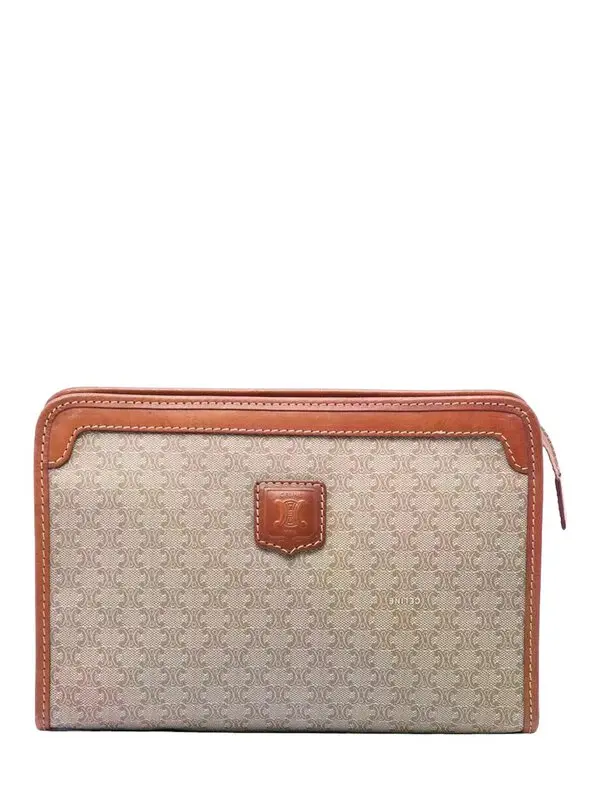 Celine 2006 Macadam Coated Canvas Clutch Bag - Neutrals