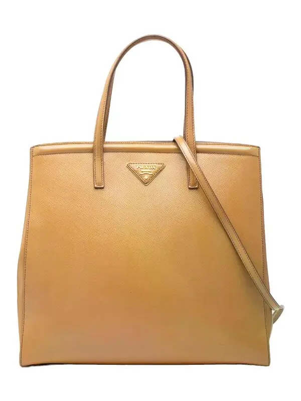 Prada 2010-2026 Saffiano Vernice Parabole Satchel - Brown