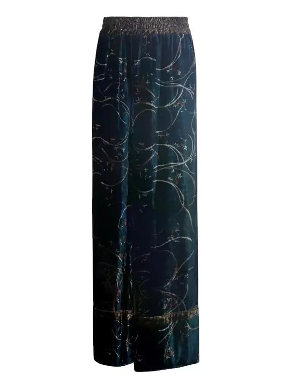 PIERRE-LOUIS MASCIA Kanada Floral-print Velvet Palazzo Pants - Blue