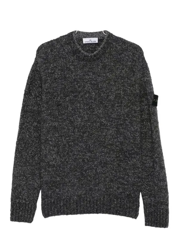 Stone Island Logo-patch Marl-knit Sweater - Grey