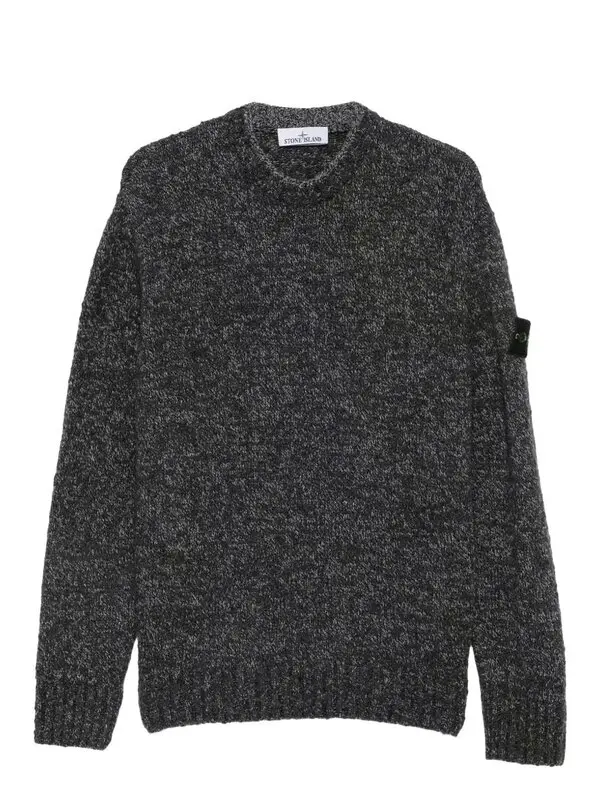 Stone Island Logo-patch Marl-knit Sweater - Grey