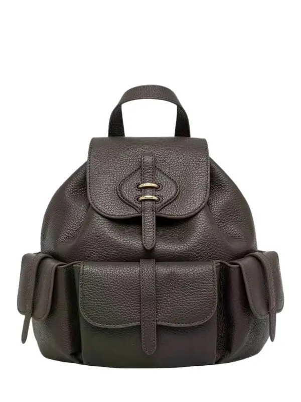 COCCINELLE Medium Mavery Pocket Pebbled Leather Multi-pocket Backpack - Brown