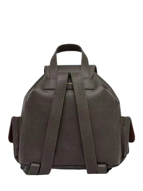 COCCINELLE Medium Mavery Pocket Pebbled Leather Multi-pocket Backpack - Brown