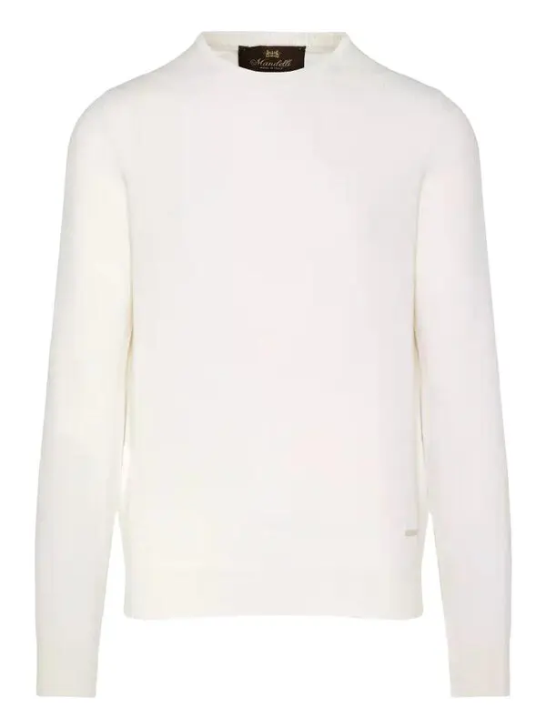 MANDELLI Logo Plaque Fine Knit Sweater - Neutrals